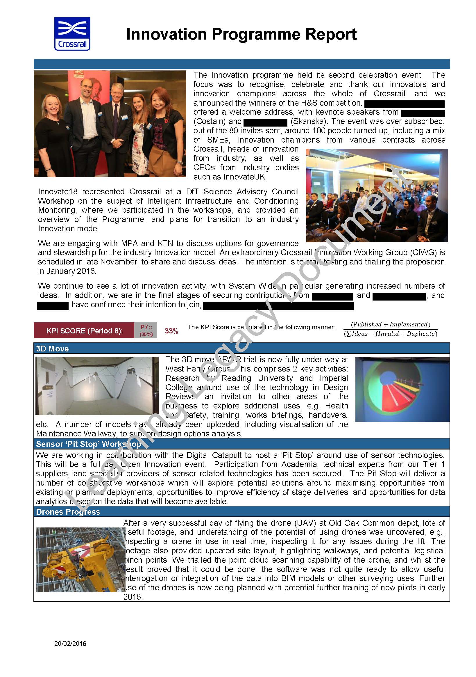 Example Innovation Period Report - Crossrail Learning Legacy