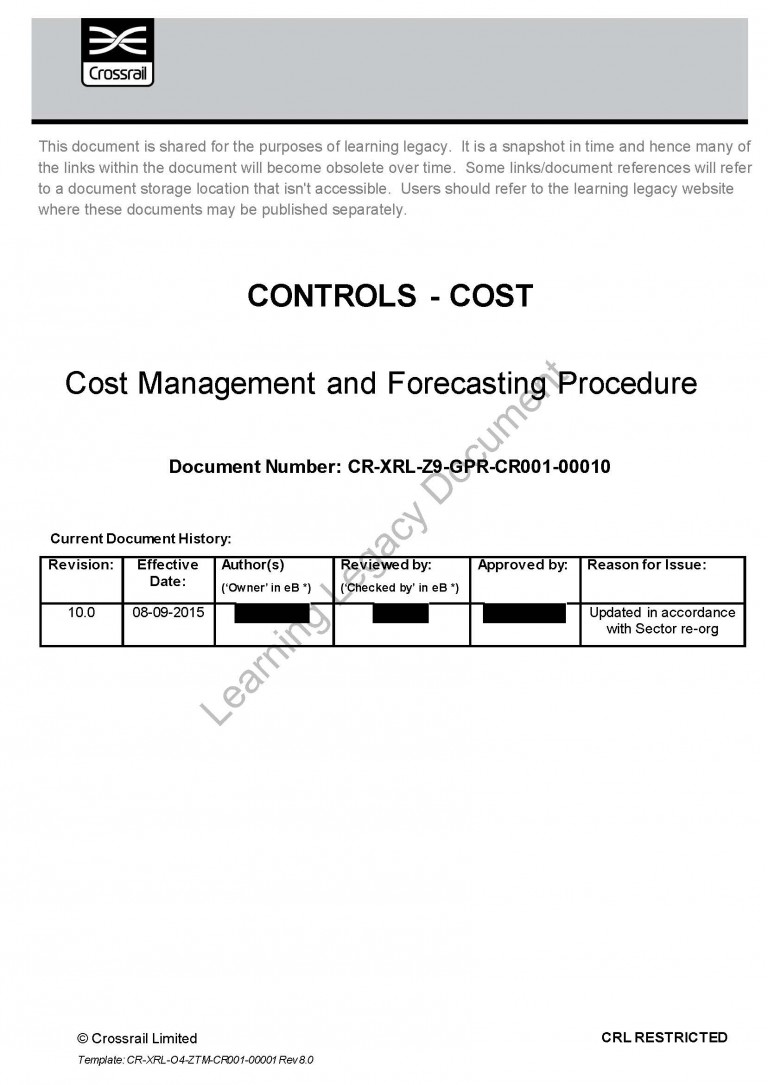 Programme Controls - Crossrail Learning Legacy