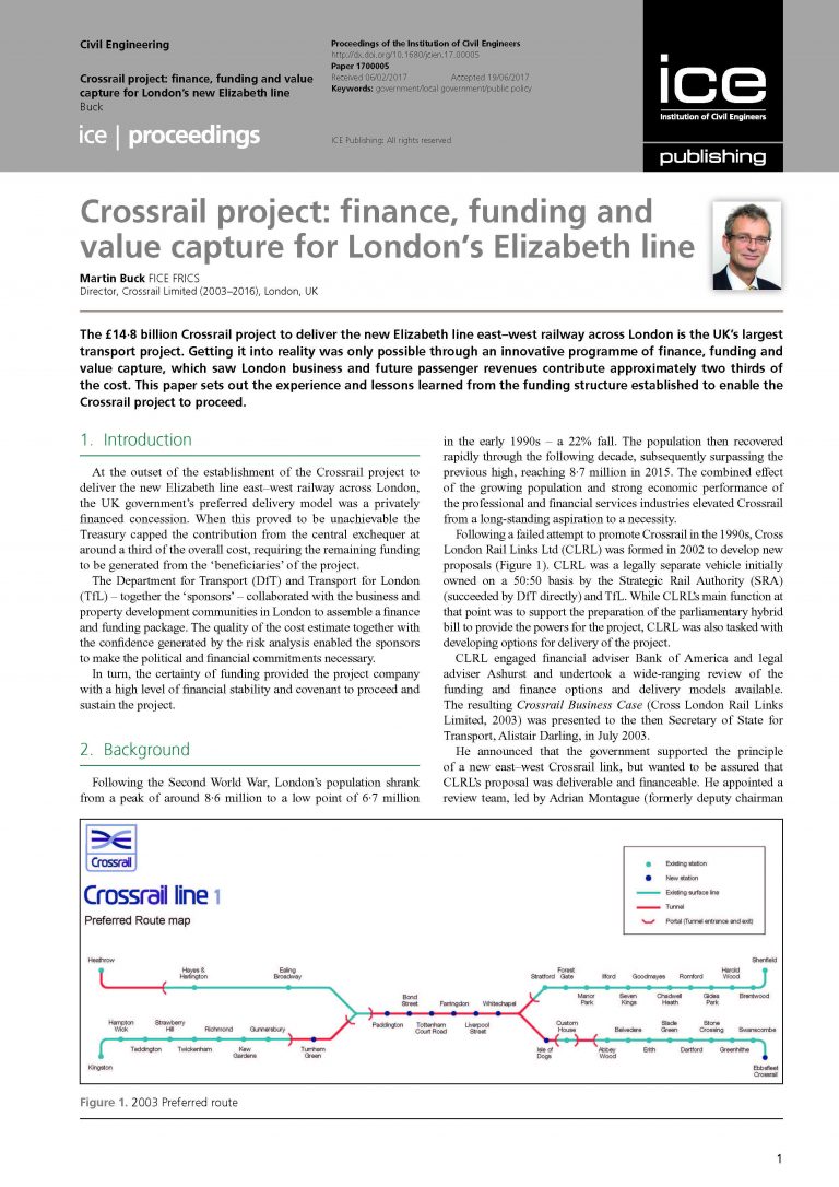 Crossrail project: finance, funding and value capture for London’s ...