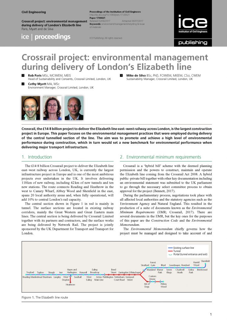 Crossrail project: environmental management during delivery of London’s ...
