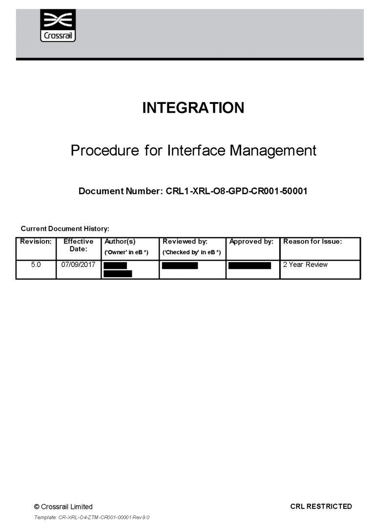 Interface Management Procedure - Crossrail Learning Legacy