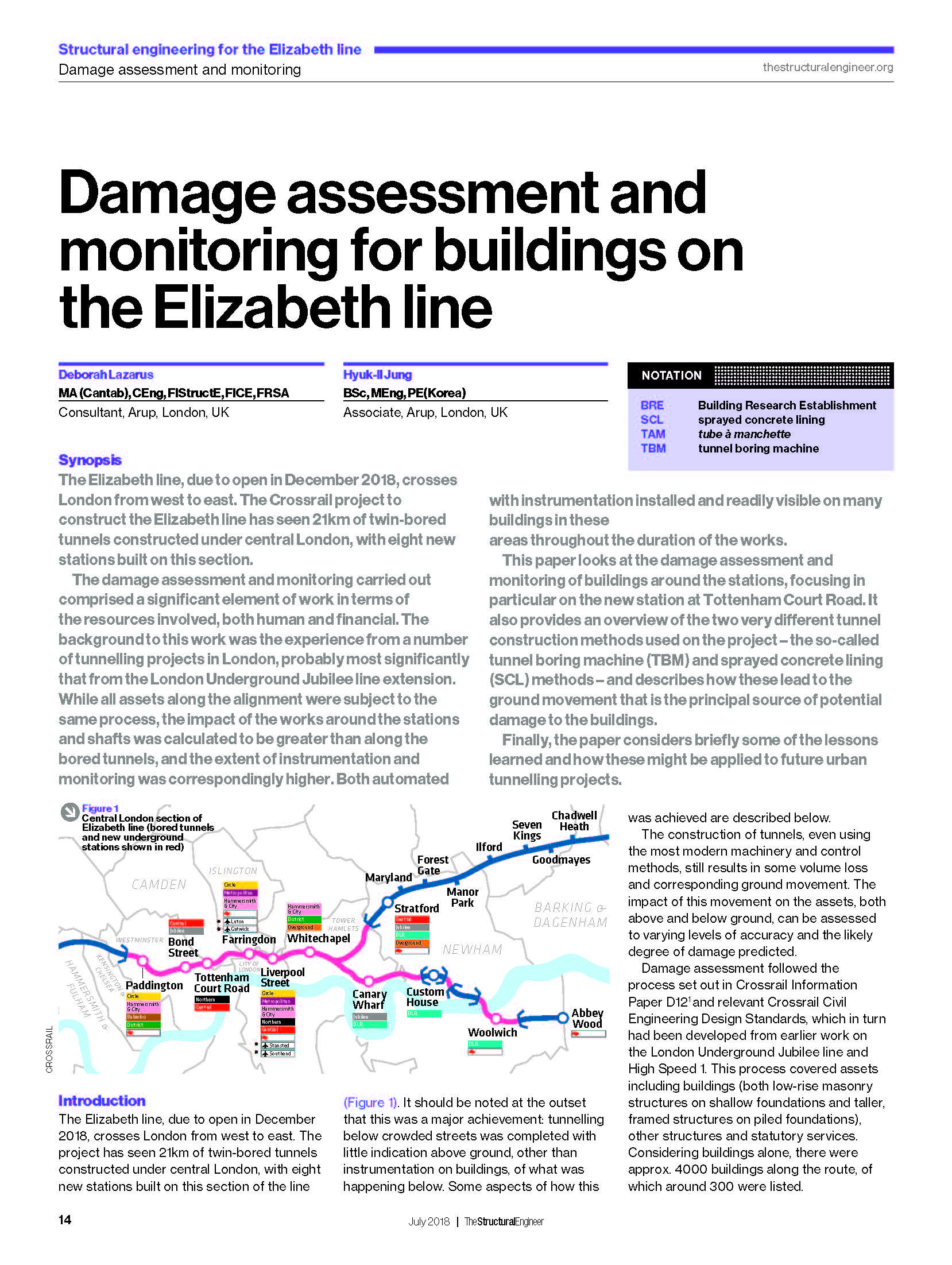Damage assessment and monitoring for buildings on the Elizabeth line ...