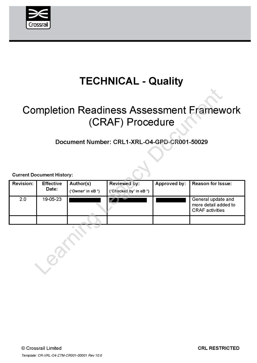 Completion Readiness Assessment Framework (CRAF) Procedure - Crossrail ...