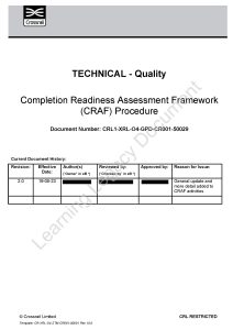 Completion Readiness Assessment Framework (CRAF) Procedure - Crossrail ...