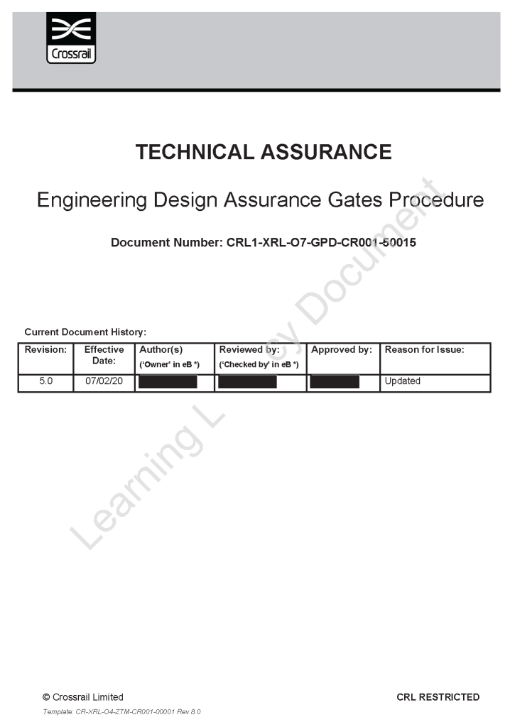 Design Gates Process - Crossrail Learning Legacy